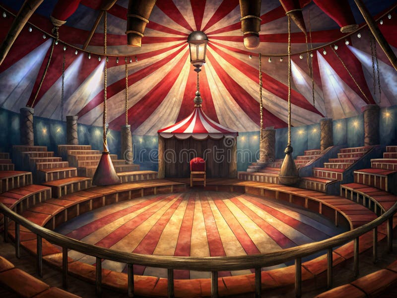 Empty Circus Tent with Stage and Seating Stock Vector - Illustration of ...