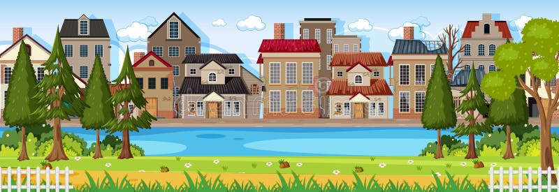 Empty City with Old Broken Building Stock Vector - Illustration of ...