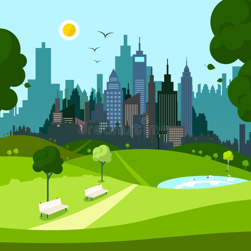 Empty Park - Playground - City Garden Stock Vector - Illustration of ...