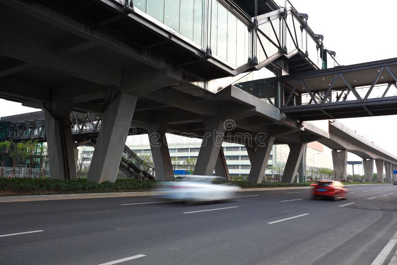 City Road Surface Floor with Viaduct Bridge Stock Image - Image of ...