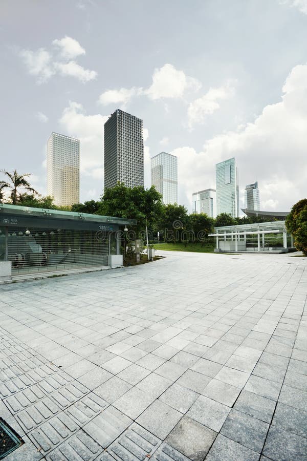 Empty City Square and Skyscraper Stock Photo - Image of esplanade ...