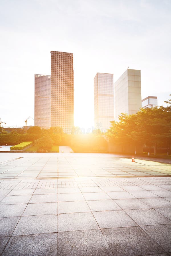 Empty City Square and Skyscraper Stock Photo - Image of ground, empty ...