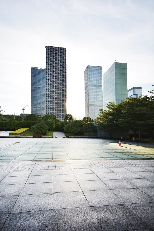 Empty City Square and Skyscraper Stock Photo - Image of architecture ...