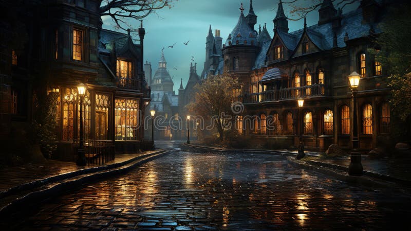 Empty City Streets Frozen in Time Background Stock Illustration ...