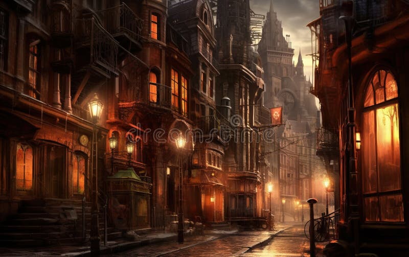Empty City Streets Frozen in Time Background Stock Illustration ...