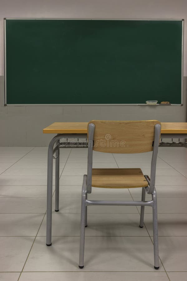 Empty Class, Blackboard, Table and Chair Stock Image - Image of frame ...