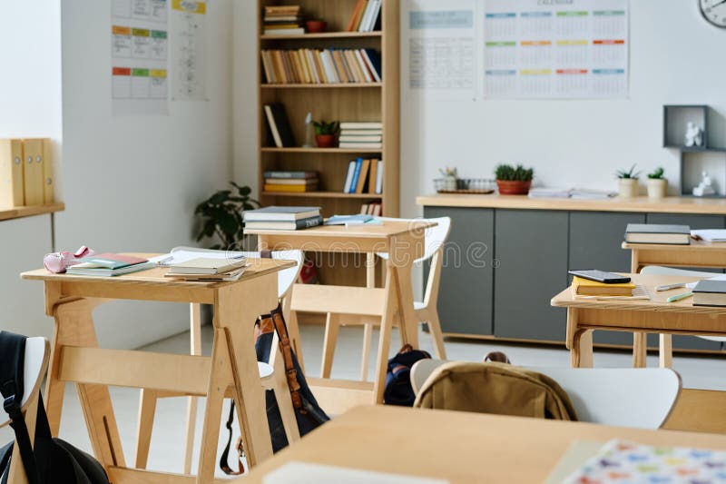 Empty Class in Elementary School Stock Image - Image of modern ...