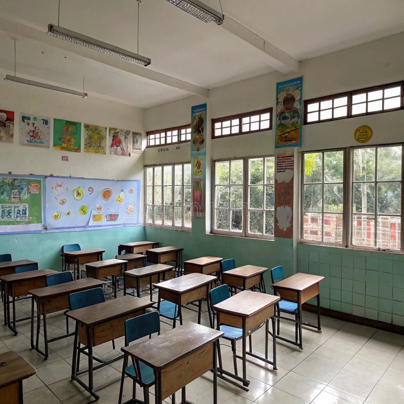 Empty Class in Purbayasa Elementary School Stock Illustration ...