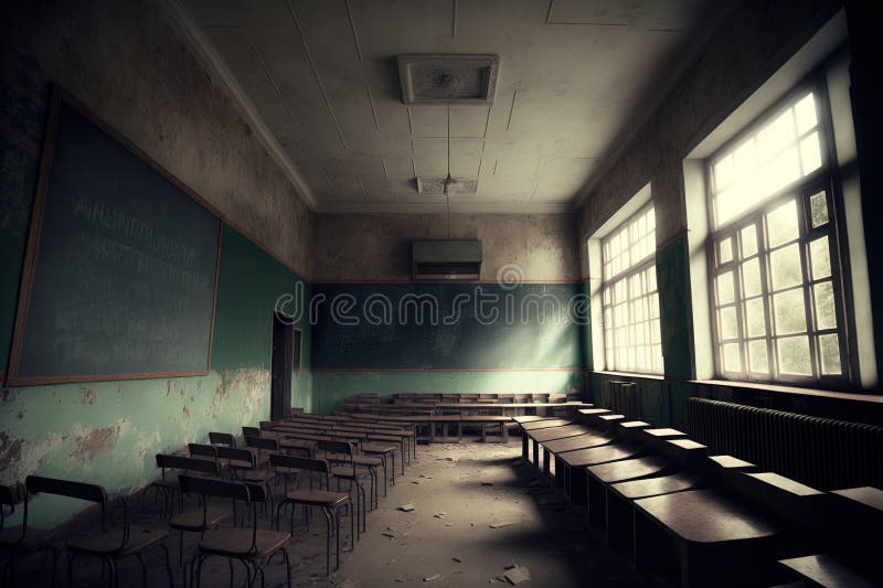 Empty Class Room of Elementary School Stock Illustration - Illustration ...