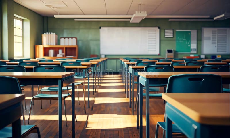 Empty class room in school stock footage. Video of learn - 379523700