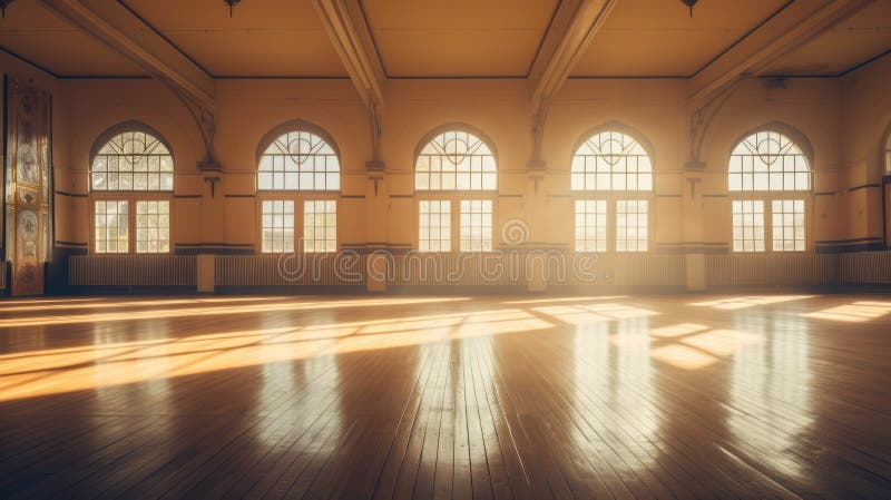 Empty Classical Dance Hall with Mirror, Sunlight from Windows. Ballet ...