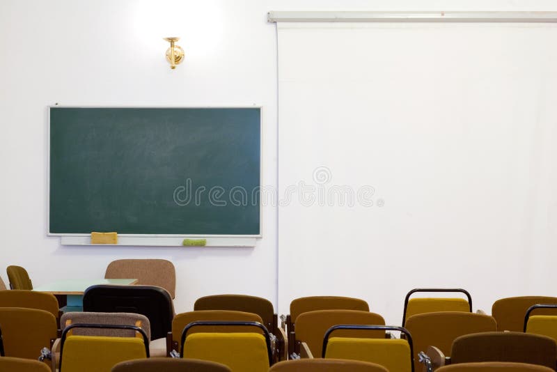 Empty, Decorated Elementary Classroom Stock Photo - Image of bench ...