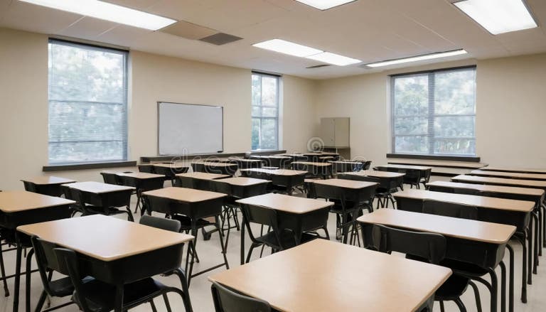 Empty Classroom Awaits Students Stock Illustration - Illustration of ...