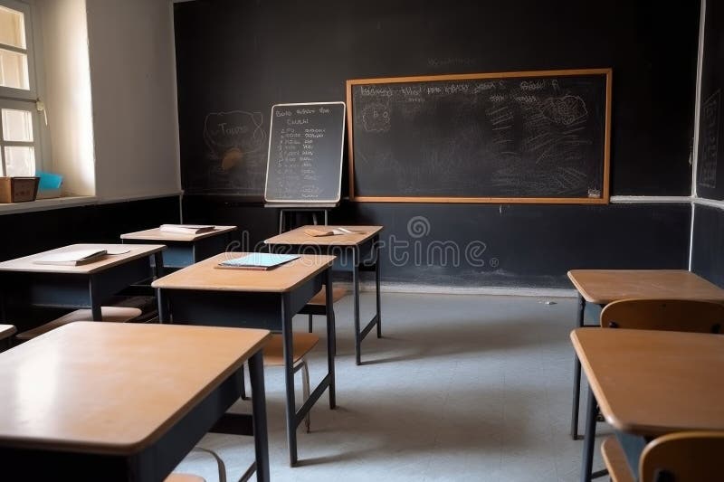 A Classroom Chair Flipped Over Next To a Crumpled Paper Stock Photo ...