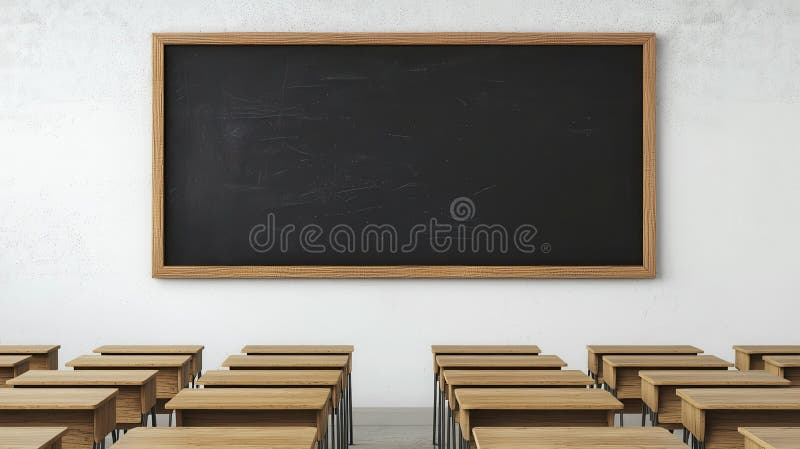Empty Classroom with Blackboard and Desks Stock Illustration ...