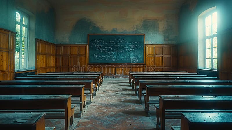 Empty Classroom with a Blackboard Stock Illustration - Illustration of ...
