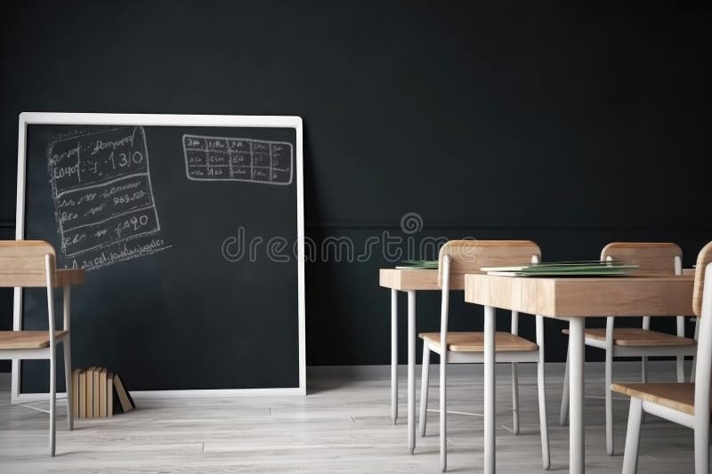 Empty Classroom with Whiteboard and Markers, Ready for Lesson Plan ...