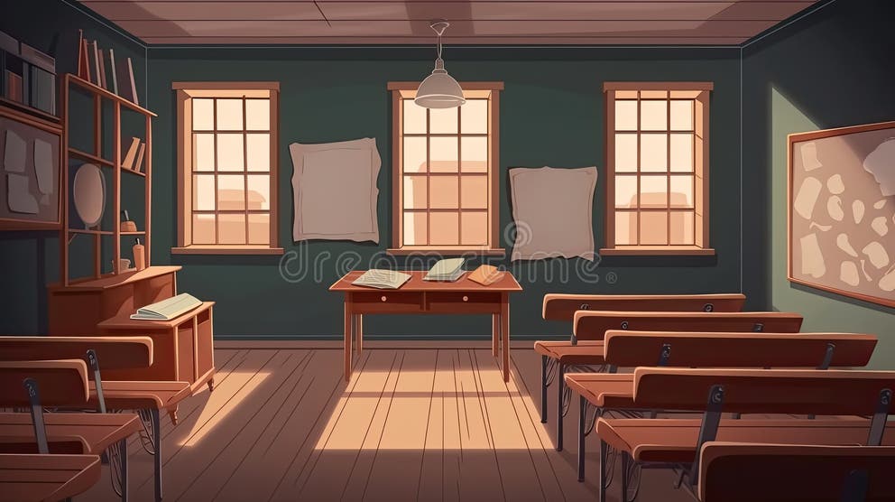 Empty Classroom with Blank Blackboard for Template and Background Stock ...
