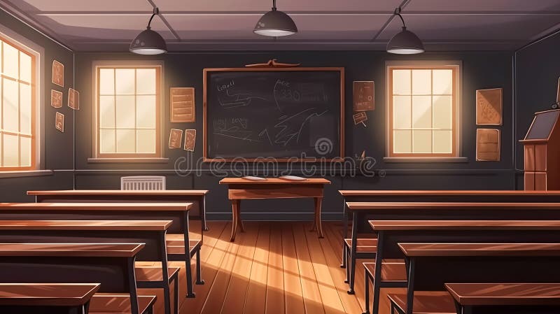 Empty Classroom Illustration for Game and Cartoon Background and Banner ...
