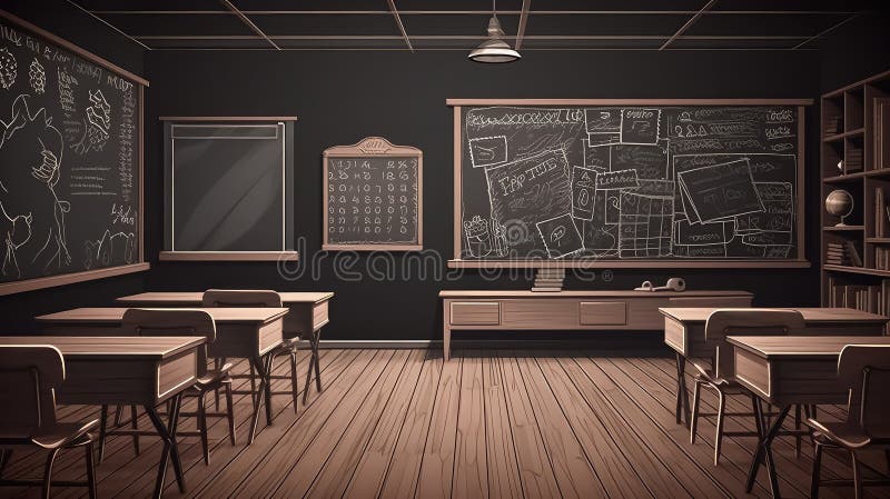 Empty Classroom Illustration for Game and Cartoon Background and Banner ...