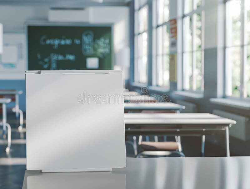 Empty Classroom with a Blank Whiteboard and Sunlight Streaming through ...