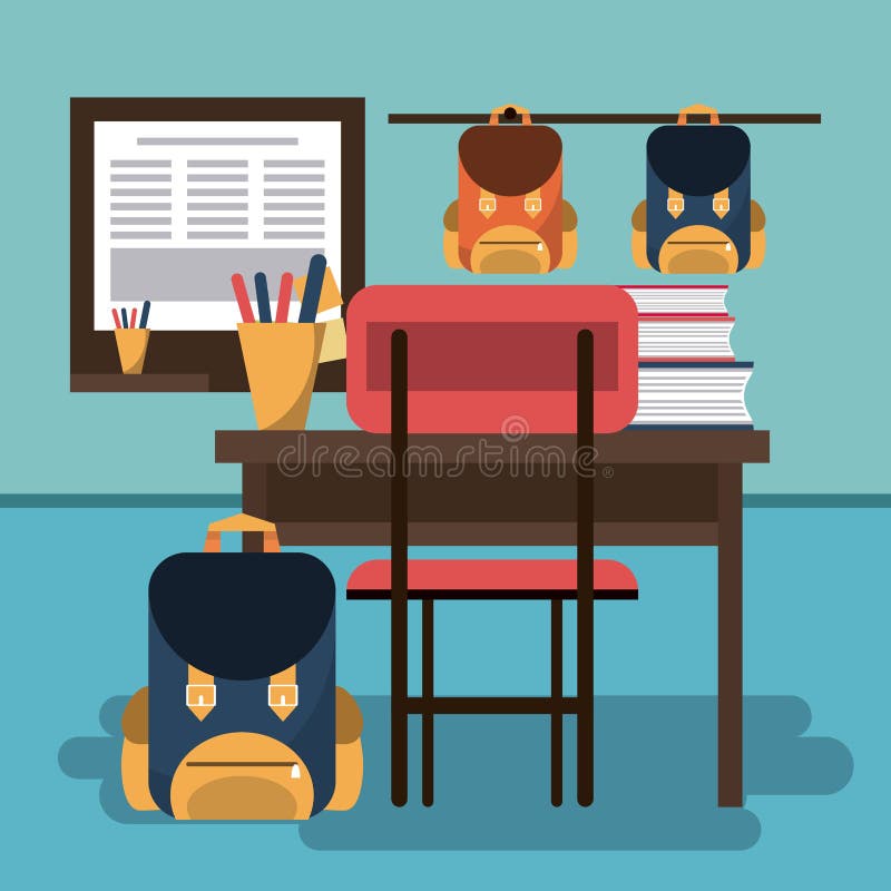 Empty classroom cartoon stock vector. Illustration of interior - 113273498