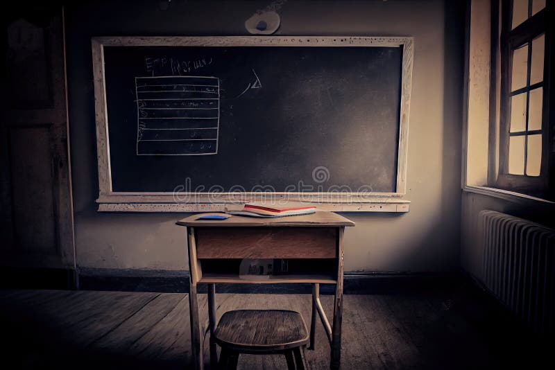 Empty Classroom with Chalkboard and Eraser, Ready for Lessons Stock ...