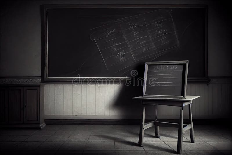 Empty Classroom with Chalkboard and Eraser, Ready for Lessons Stock ...