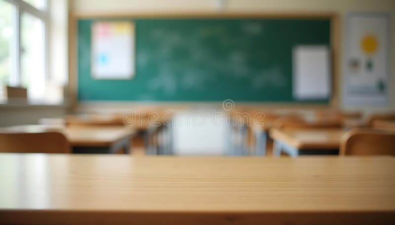 Empty Classroom Desk Ready for Students Learning Stock Illustration ...