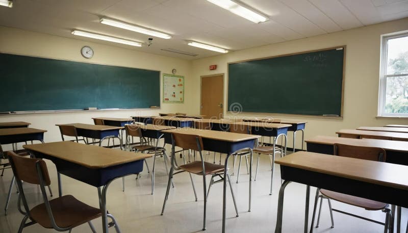 Empty Classroom Awaits Students Stock Illustration - Illustration of ...