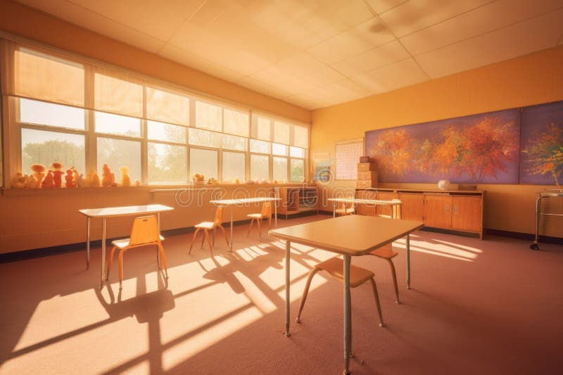 Empty Classroom with Smartboard and Projector Setup Stock Illustration ...