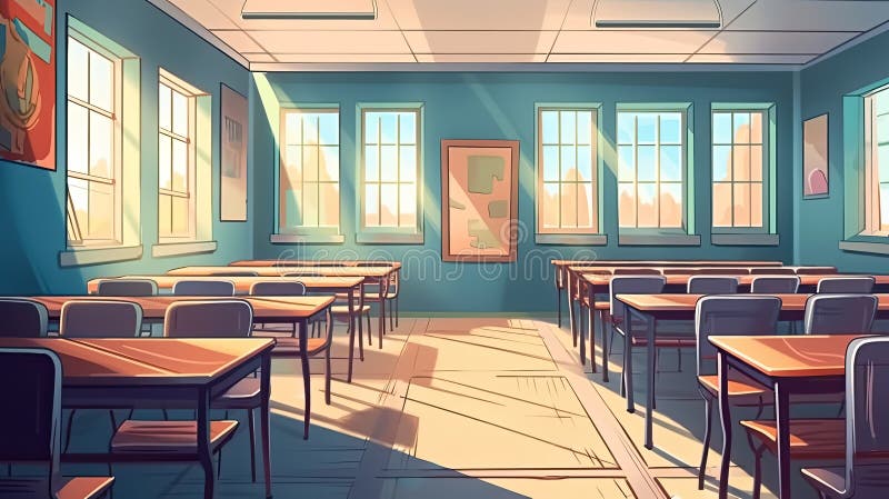 Empty Classroom Illustration for Game and Cartoon Background and Banner ...