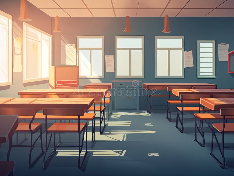 Empty Classroom Illustration for Game and Cartoon Background and Banner ...
