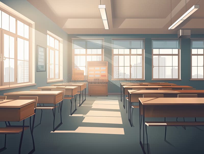 Empty Classroom Illustration for Game and Cartoon Background and Banner ...