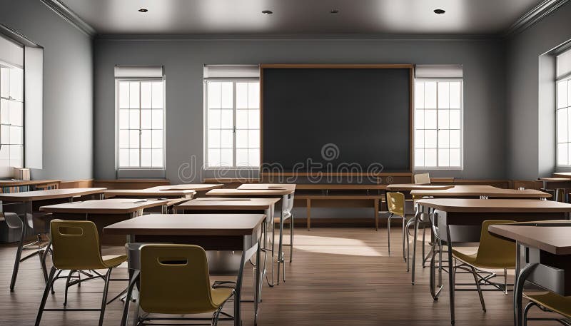 Empty Classroom Interior Design Stock Illustration - Illustration of ...