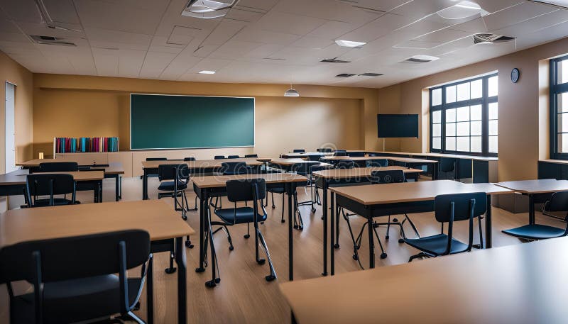 Empty Classroom Interior Design Stock Illustration - Illustration of ...