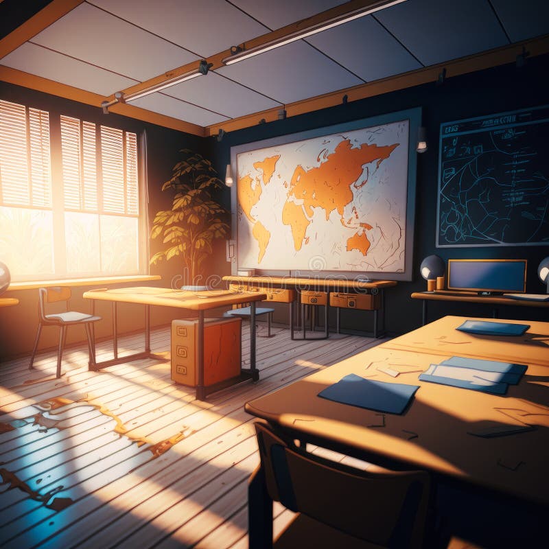 An Empty Classroom with Map on the Wall. Generative AI Stock ...