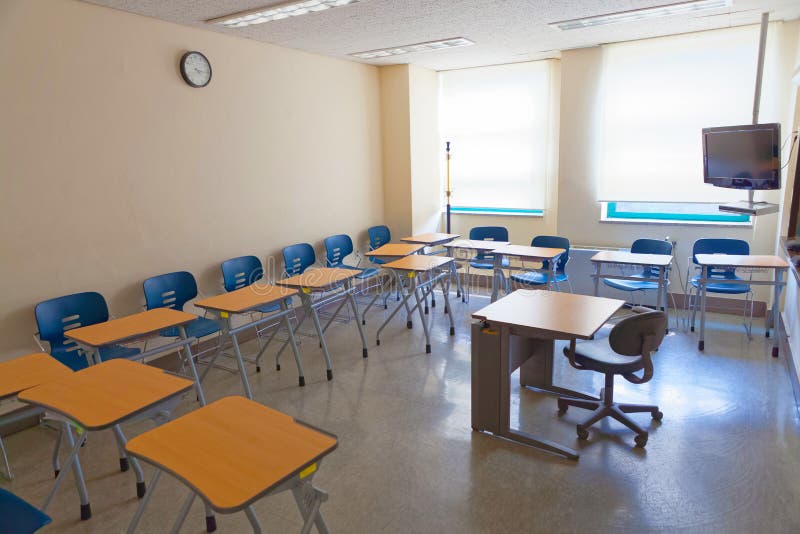 Empty Classroom in a Modern School with All Equipment Needed for High ...