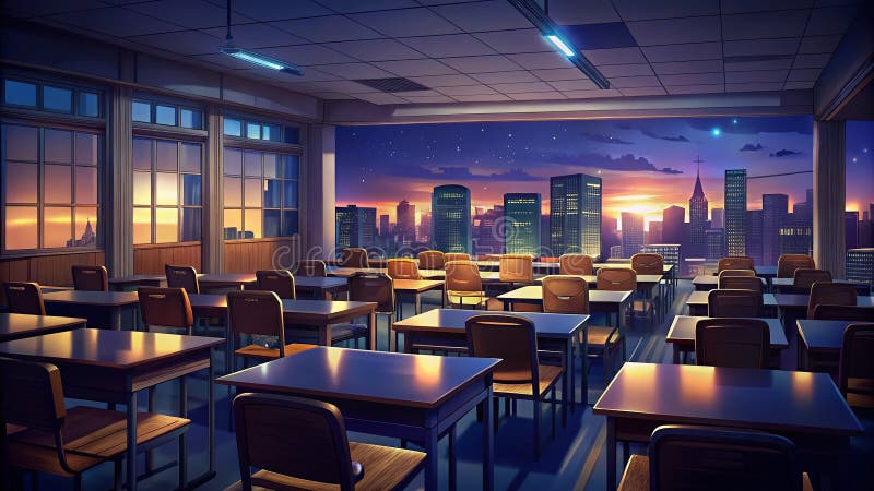 Empty Classroom at Night a Study in Educational Potential Stock Photo ...