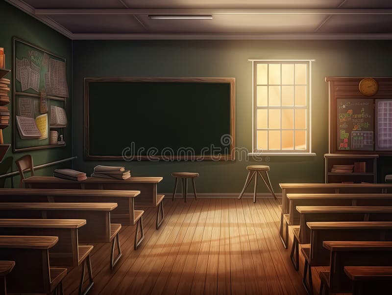 Empty Classroom Illustration for Game and Cartoon Background and Banner ...