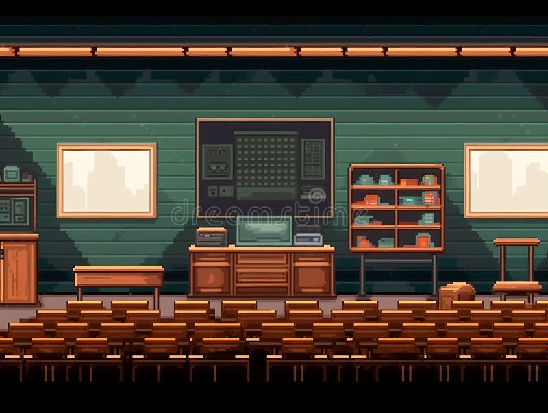 Pixel art classroom stock illustration. Illustration of classroom ...