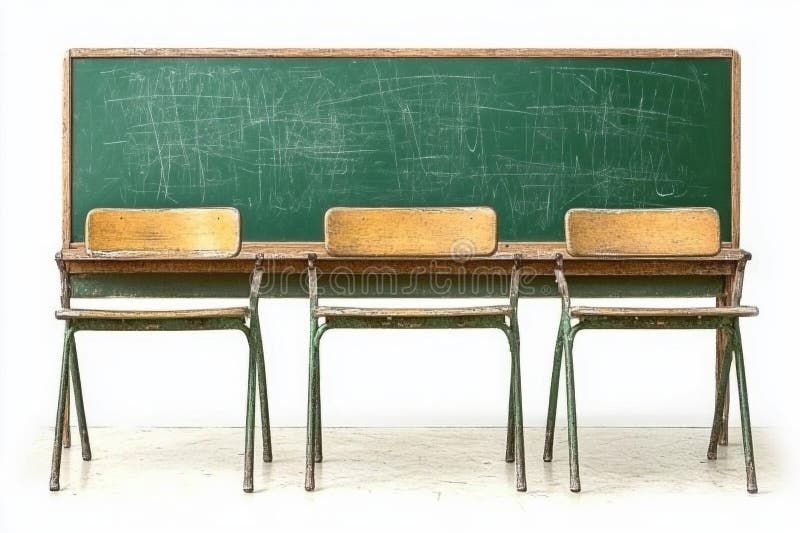 Empty Classroom, Nostalgic Study Space with Vintage School Desks and Board Stock Image - Image ...