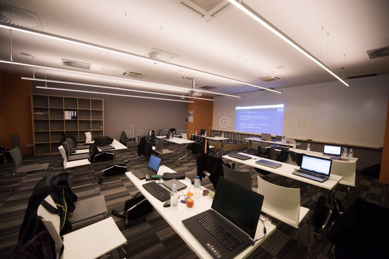 Empty it classroom stock photo. Image of code, digital - 77032578