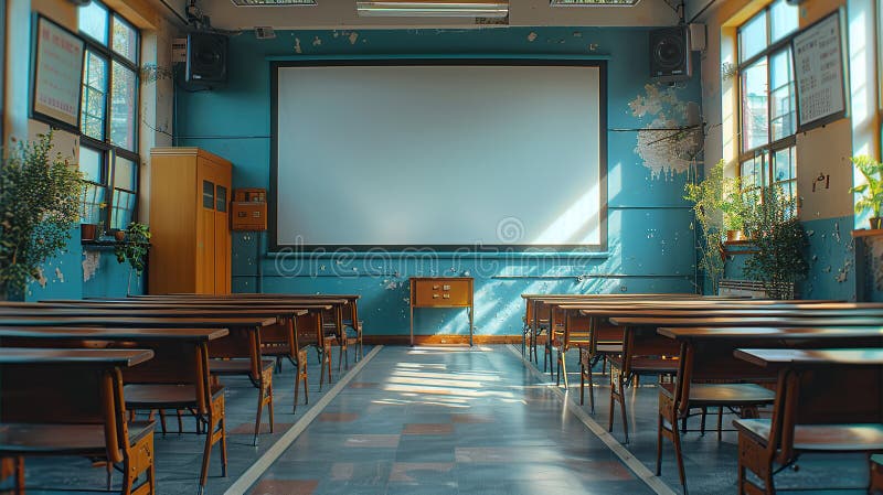 Classroom Projector Setup stock illustration. Illustration of document ...