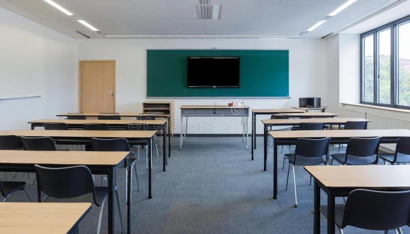 Empty Classroom Ready for Students Stock Illustration - Illustration of ...