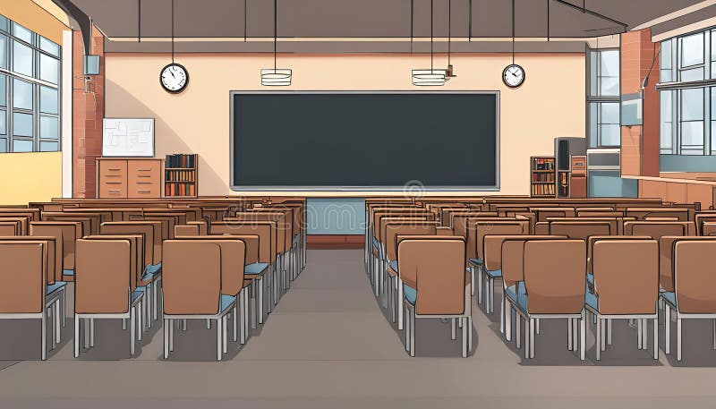 Empty Classroom stock illustration. Illustration of lecture - 348579747