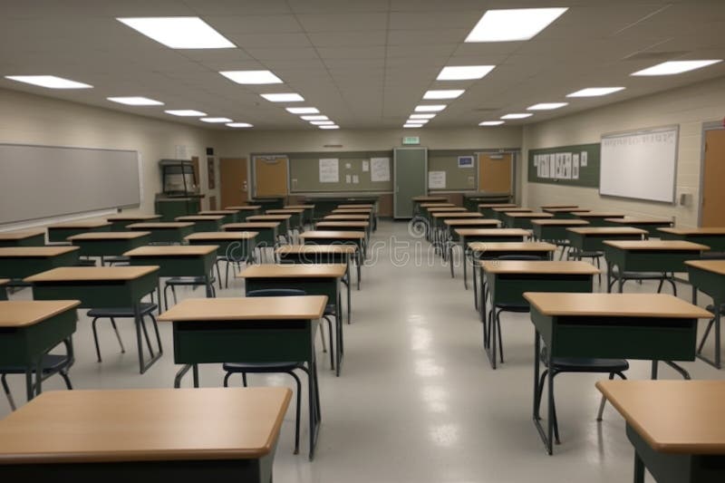 An Empty Classroom with Rows of Desks, Ready for Students To Arrive and ...