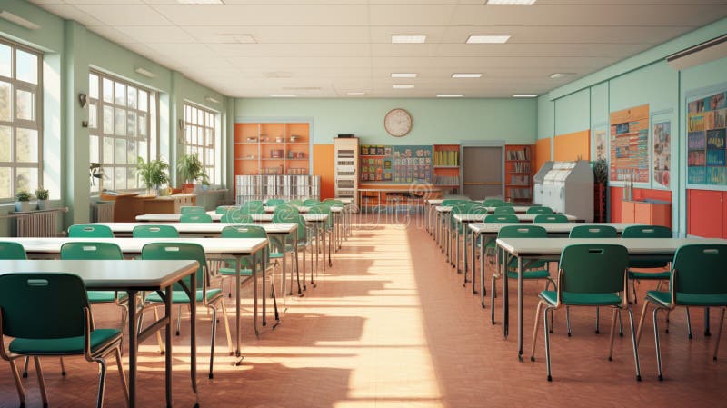 Empty Classroom School without Student or Teacher, Empty Chair and ...