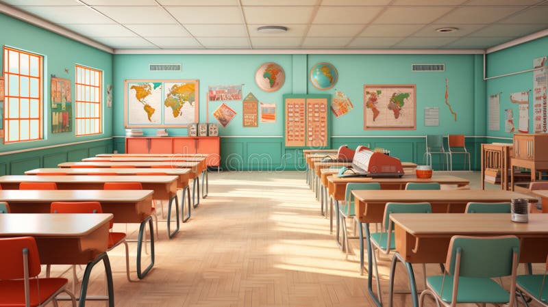 Empty Classroom School without Student or Teacher, Empty Chair and ...