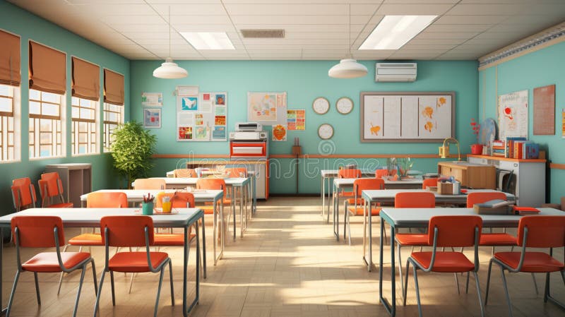 Empty Classroom School without Student or Teacher, Empty Chair and ...